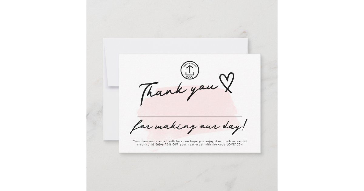 Made Our Day Editable Small Business Discount Code Thank You Card | Zazzle