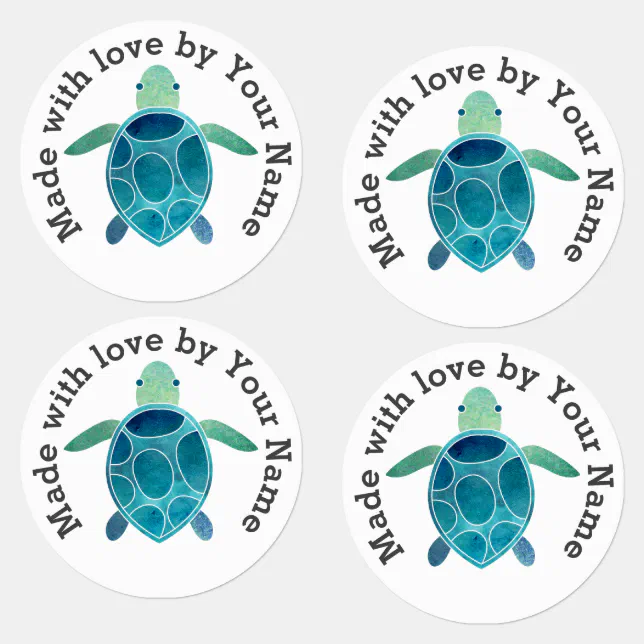 Made with Love by You Sea Turtle Iron-On Labels | Zazzle