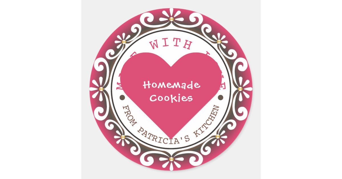 Made With Love Cookies From The Kitchen Of Pink Classic Round Sticker ...