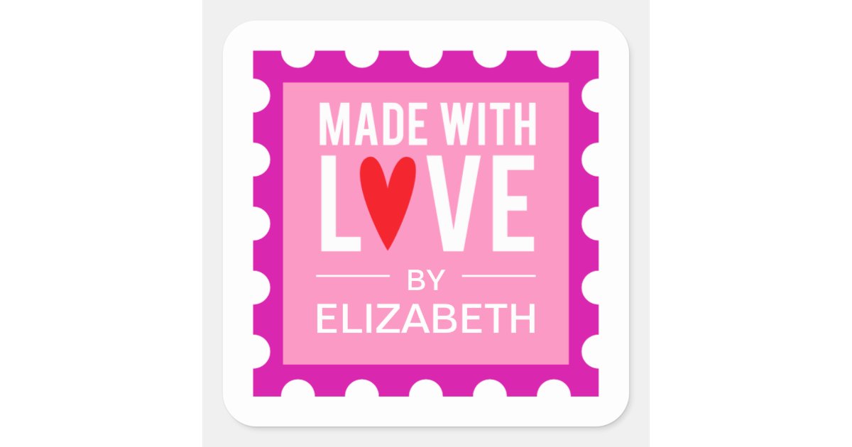 Made With Love Cute Pink Sticker | Zazzle