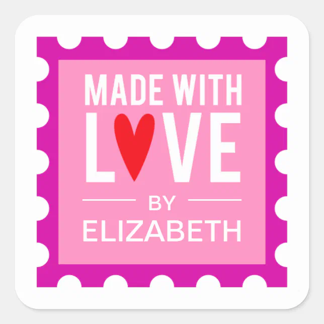 Made With Love Cute Pink Sticker | Zazzle