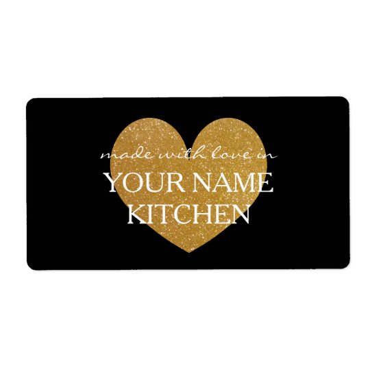 Made with love gold heart homemade food labels | Zazzle.com