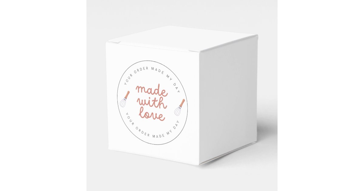 Made with love home bakery business favor boxes | Zazzle
