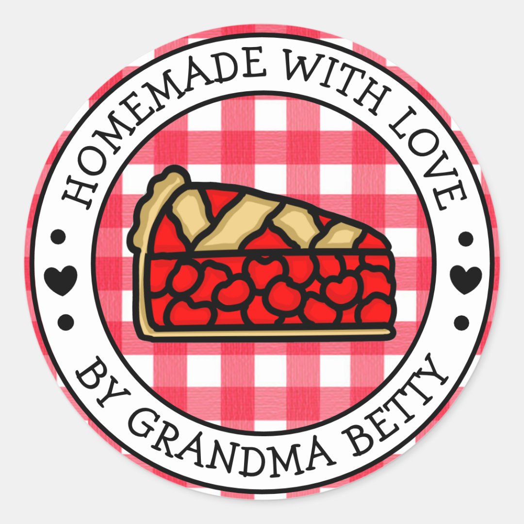 Made with Love, Homemade Cherry Pie Classic Round Sticker | Zazzle