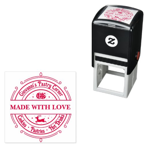 Made with love Modern Retro Red Self-inking Stamp | Zazzle