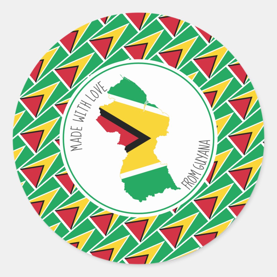 Made With Love Personalized GUYANA FLAG Guyanese Classic Round Sticker ...
