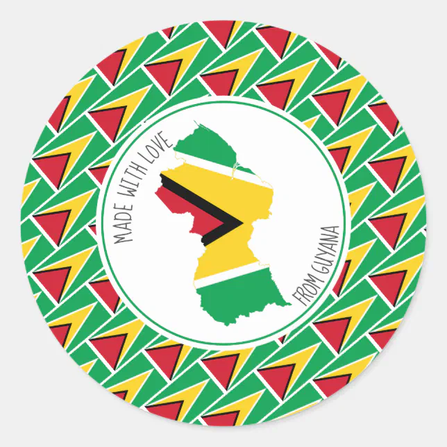 Made With Love Personalized GUYANA FLAG Guyanese Classic Round Sticker ...