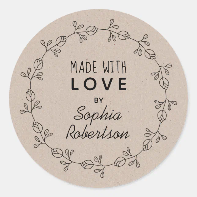 Made With Love Personalized Kraft Product Label | Zazzle