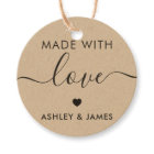 Made With Love Tag, Handmade Gift Tag, Kraft Favor Tags | Zazzle