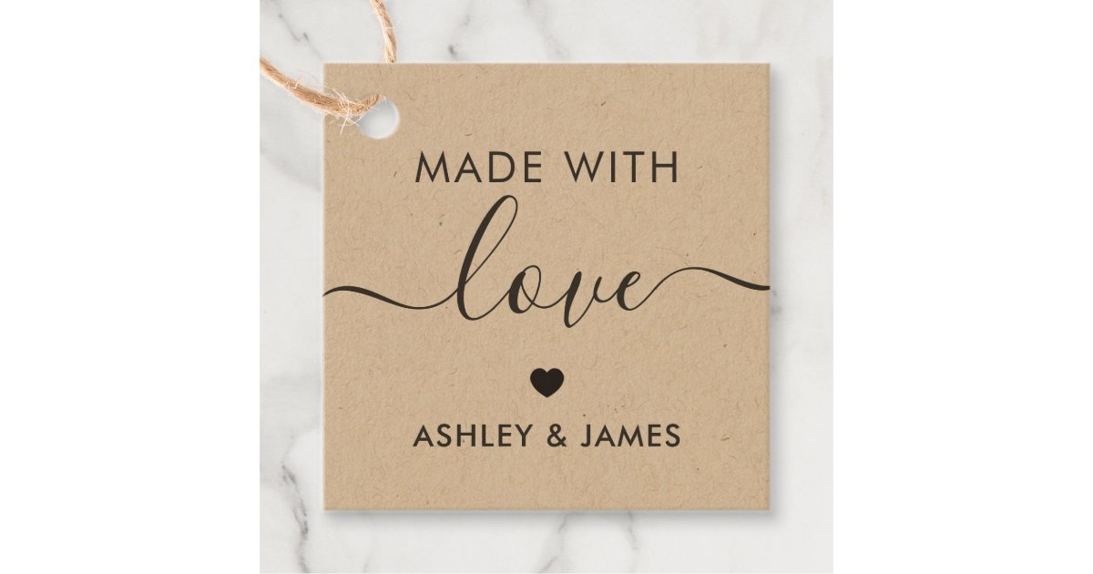 Made With Love Tag, Handmade Gift Tag, Kraft Favor Tags | Zazzle