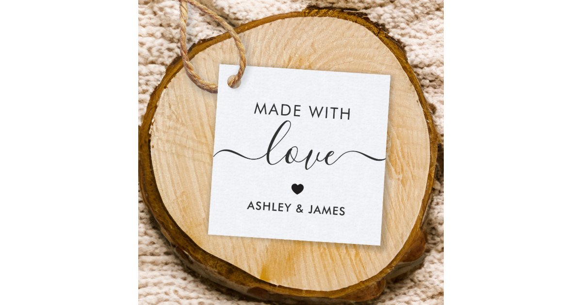 Made With Love Tag, Handmade Gift Tag, Kraft Favor Tags | Zazzle