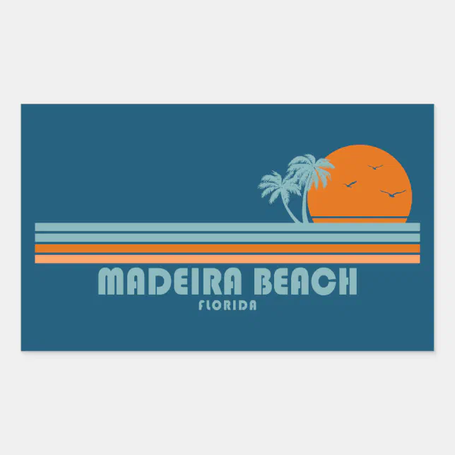 Madeira Beach Florida Sun Palm Trees Rectangular Sticker | Zazzle