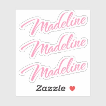 Madeline Decorative Name in Pink x3 Sticker | Zazzle