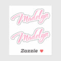 Madelyn Decorative Name in Pink x2 Sticker | Zazzle