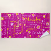 Madelyn flowers name beach towel | Zazzle