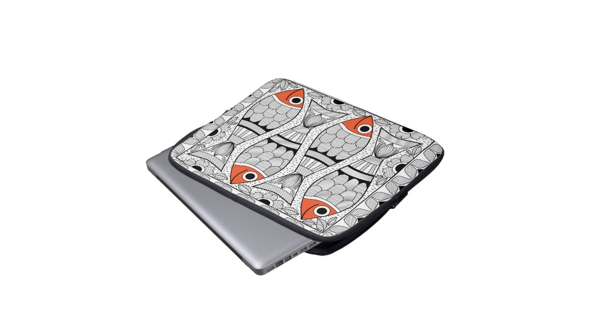 Madhubani 4 fish laptop sleeve | Zazzle