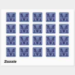 Madison Monogram Butterfly Swirls Square Sticker | Zazzle