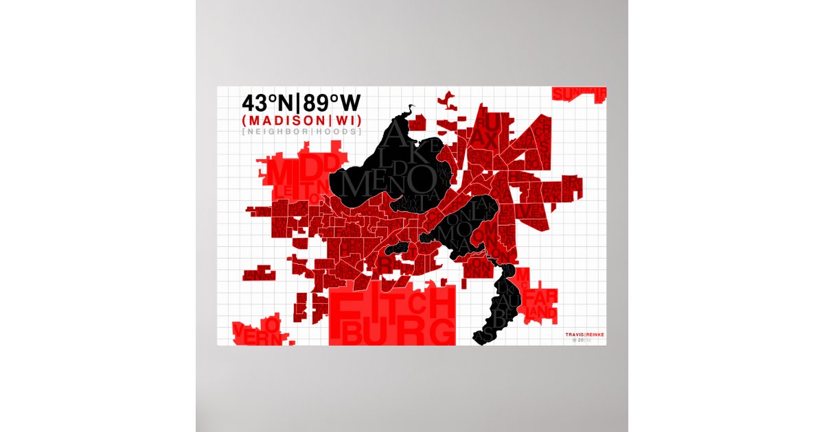 Madison Neighborhood Typography Map - Red Poster | Zazzle Madison Neighborhood Typography Map - Red Poster | Zazzle
