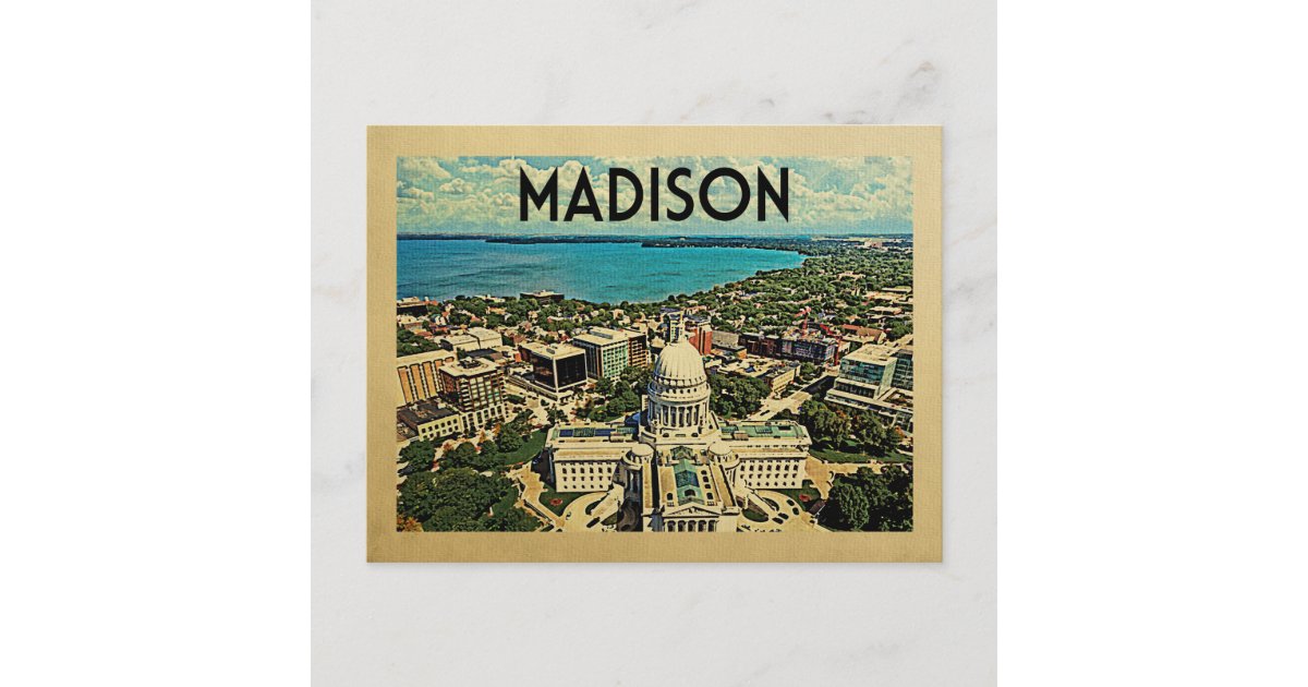 Madison Wisconsin Postcard Vintage Travel | Zazzle