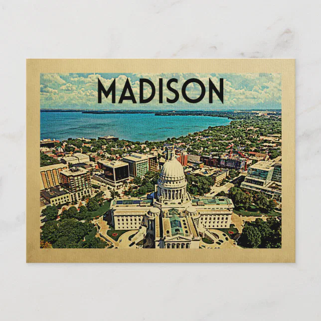 Madison Wisconsin Postcard Vintage Travel | Zazzle