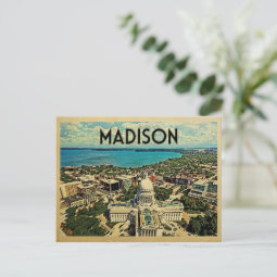 Madison Wisconsin Postcard Vintage Travel | Zazzle