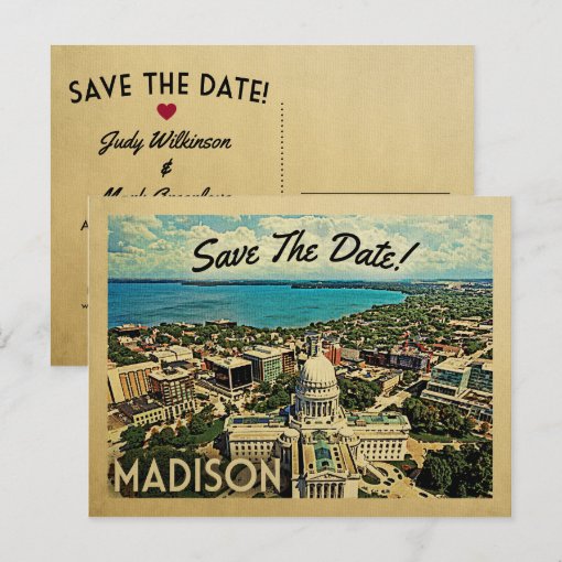 Madison Wisconsin Save The Date Vintage Postcards | Zazzle