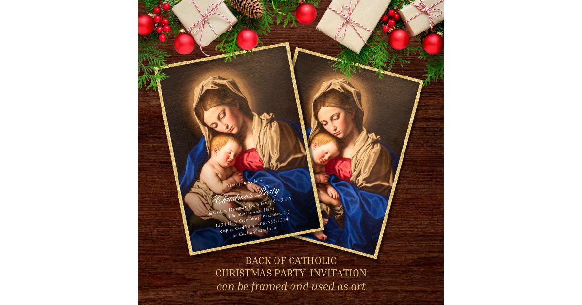 Madonna and Child Religious Christmas Party Invitation | Zazzle