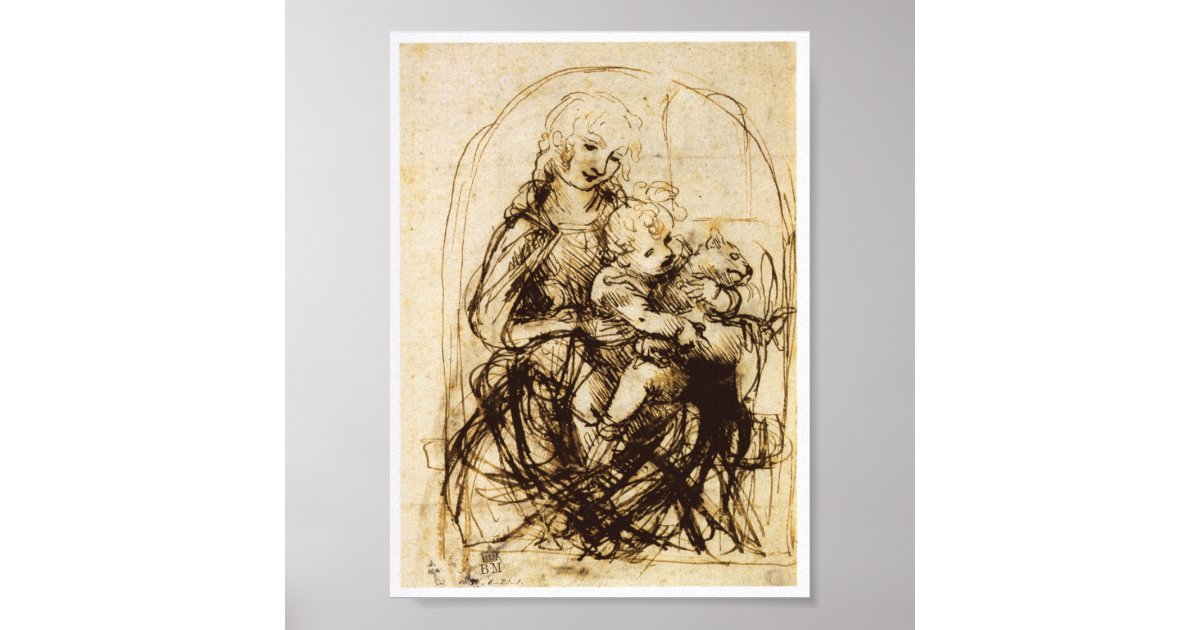 Madonna and Child with a Cat, Leonardo da Vinci Poster | Zazzle