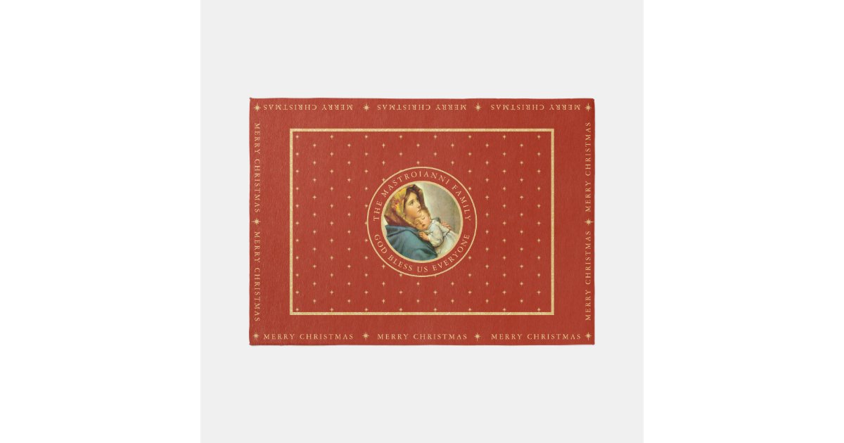 Madonna & Child Catholic Religious Christmas Decor Rug | Zazzle