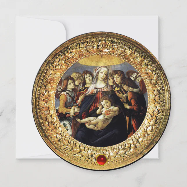Madonna of Pomegranate Christmas Red Ruby Gem Invitation | Zazzle