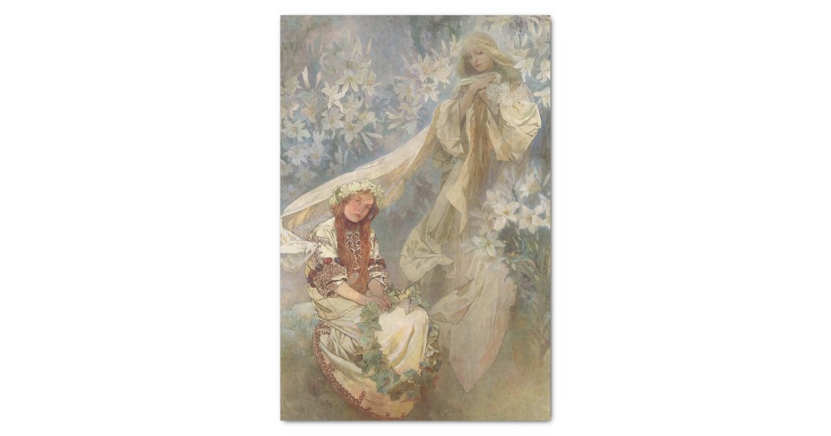 Madonna of the Lilies by Alphonse Mucha Tissue Paper | Zazzle
