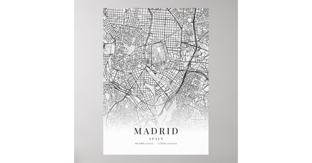 Madrid City Map Poster | Zazzle