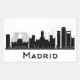 Madrid, Spain | Black & White City Skyline Rectangular Sticker | Zazzle