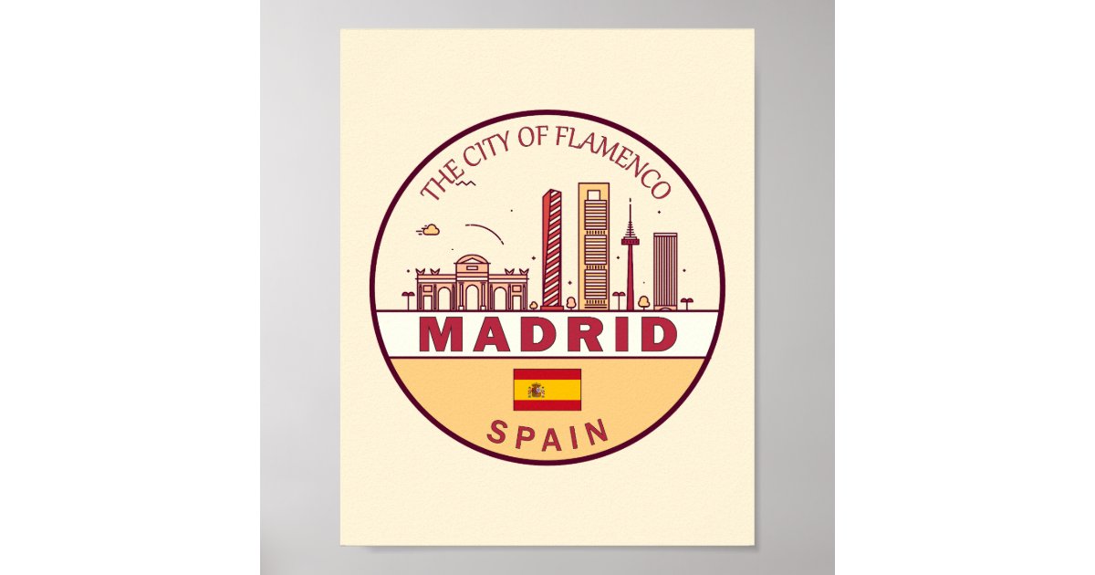 Madrid Spain City Skyline Emblem Poster | Zazzle