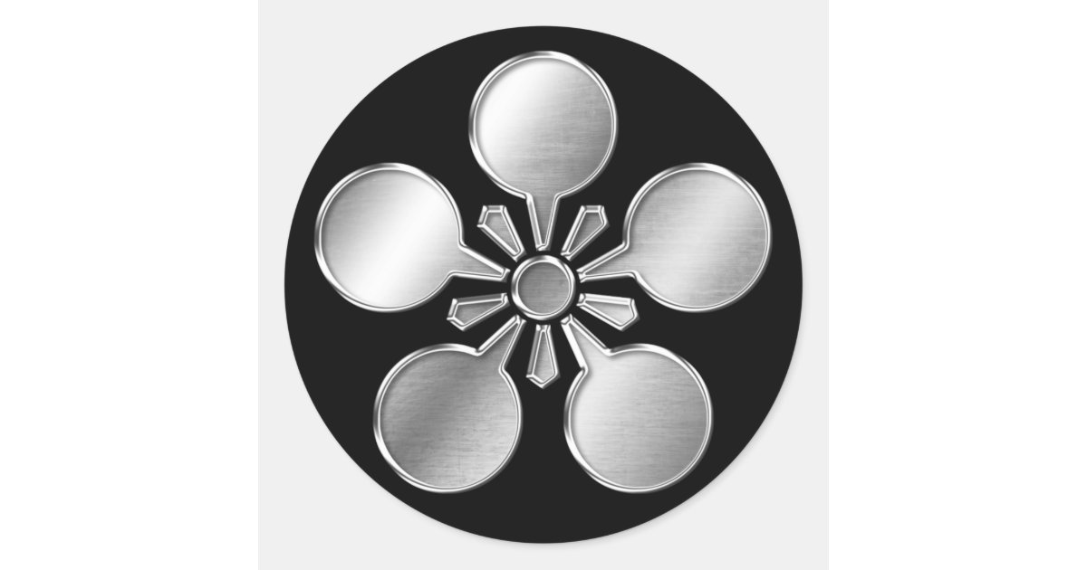 Maeda Clan Kamon Silver Chrome Classic Round Sticker | Zazzle