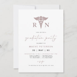 MAEVE Rose Gold Blush Medical RN Nurse Graduation Invitation | Zazzle