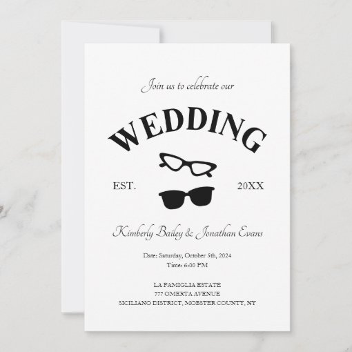 Mafia Couple Elegant Modern Trendy Chic Wedding Invitation | Zazzle