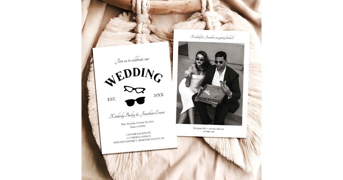 Mafia Couple Elegant Modern Trendy Chic Wedding Invitation | Zazzle