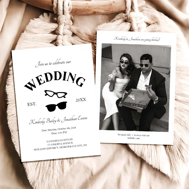 Mafia Couple Elegant Modern Trendy Chic Wedding Invitation | Zazzle