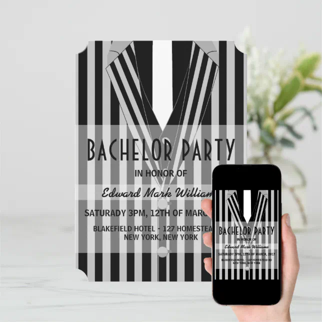 Mafia Suit Bachelor Party Invitation | Zazzle