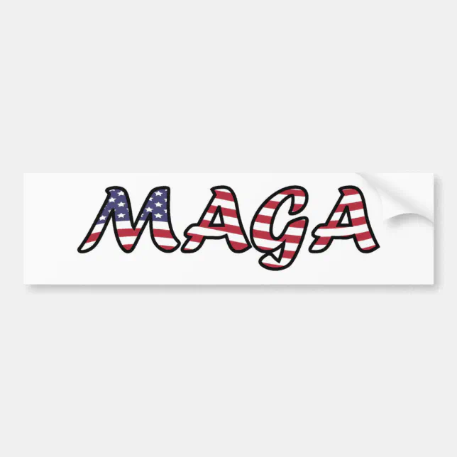 MAGA Red White and Blue USA Flag Text Bumper Sticker | Zazzle