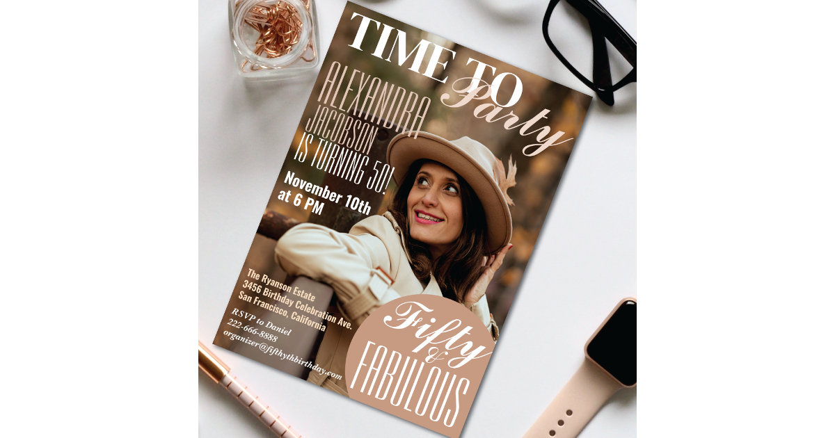 Magazine Cover 50th Birthday Party Invitation | Zazzle
