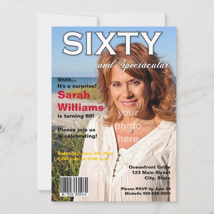 Magazine Cover 60th Birthday Party Invitation | Zazzle