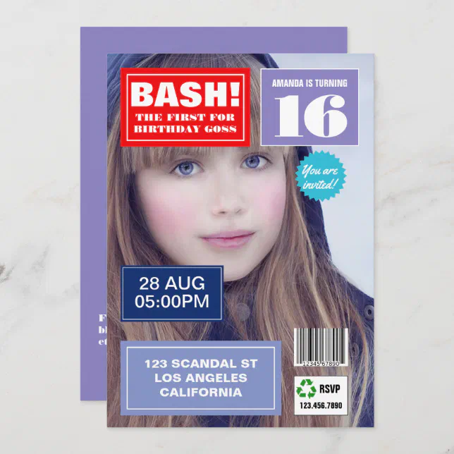 Magazine Cover Birthday Party photo invitation | Zazzle