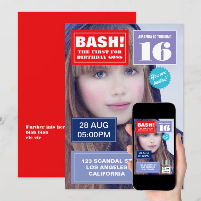 Magazine Cover Birthday Party photo invitation | Zazzle
