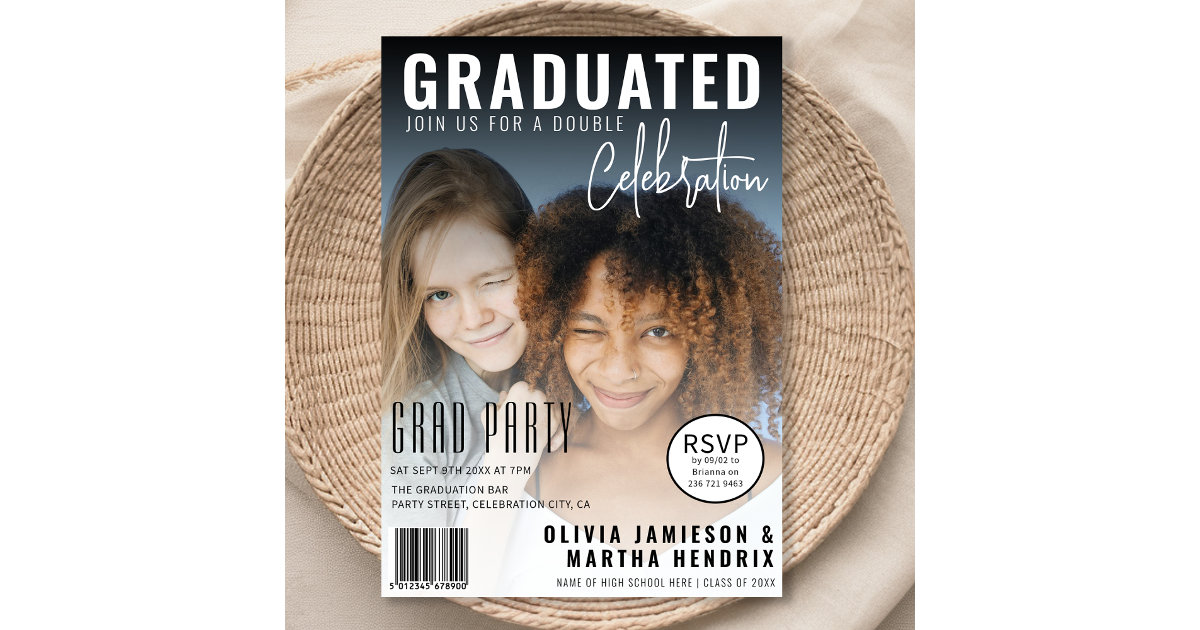 Magazine Cover | Joint Graduation Party Invitation | Zazzle