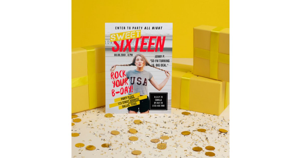 Magazine Cover Look | Sweet Sixteen Party Invitation | Zazzle
