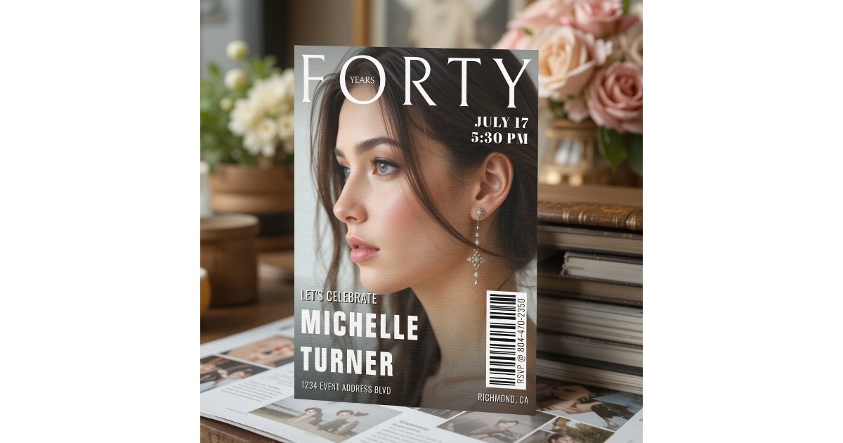 Magazine Cover Photo 40th Birthday Party Invitation | Zazzle