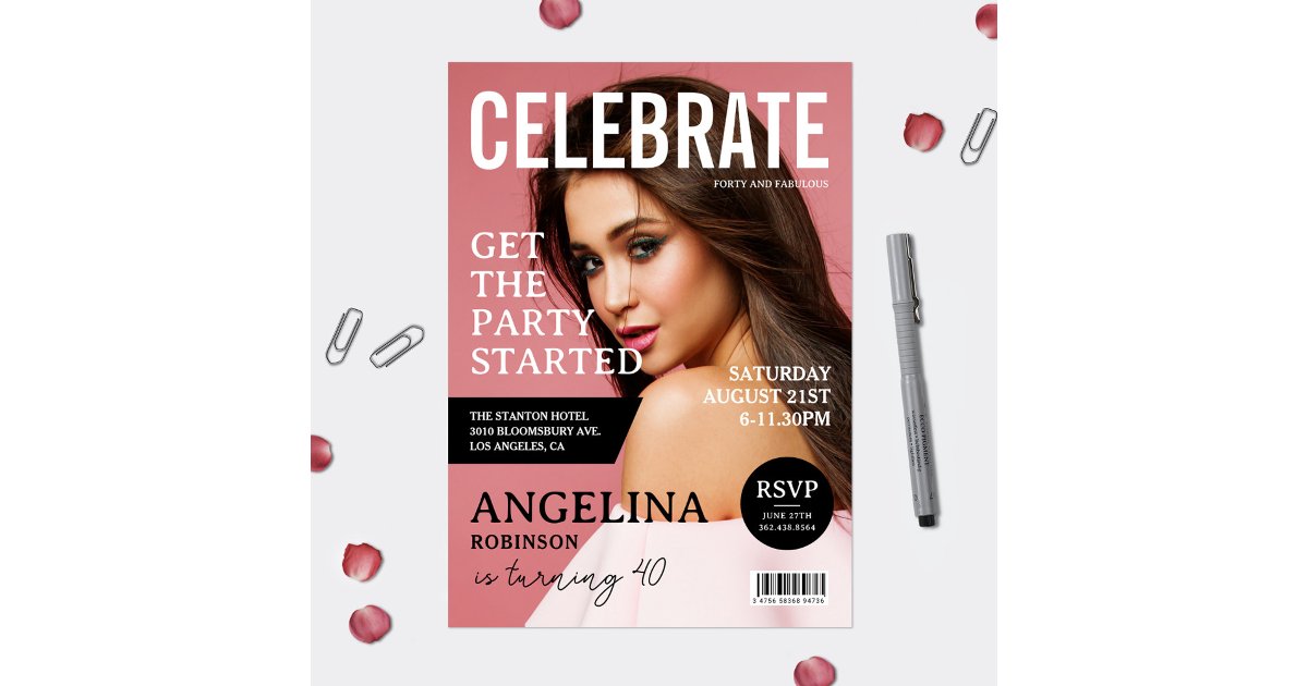 Magazine Cover Photo Birthday Party Invitation | Zazzle