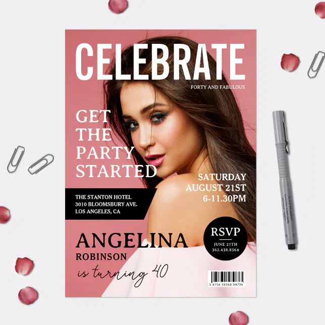 Magazine Cover Photo Birthday Party Invitation | Zazzle